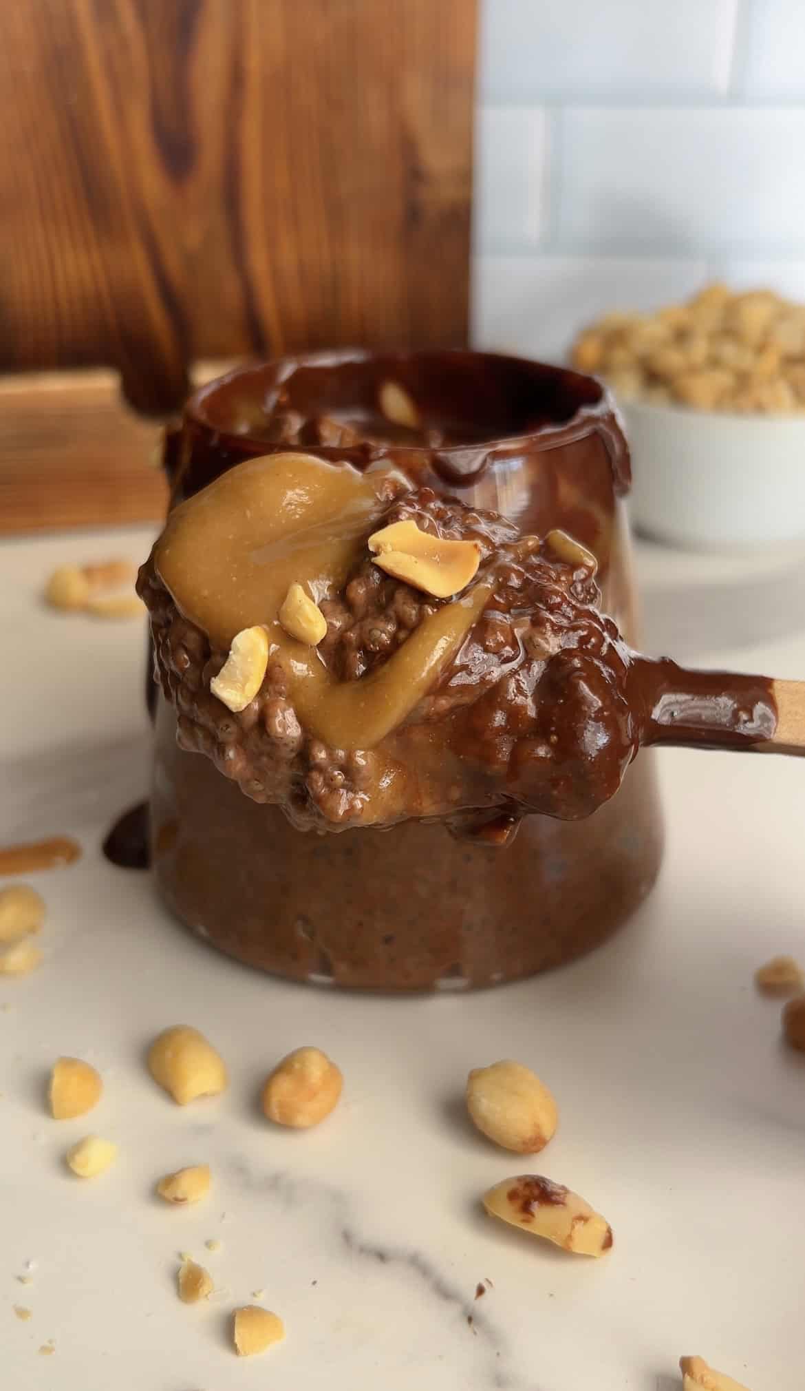 Healthy Snickers Chia Pudding