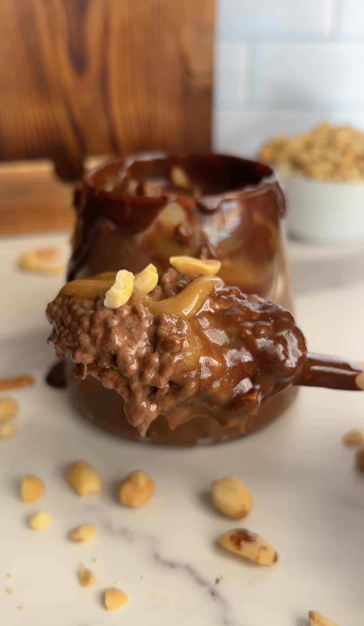 Healthy Snickers Chia Pudding
